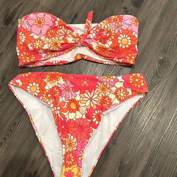 SHEIN | Swim | New Shein Floral Bandeu Top High Rise Bottom Bikini Set ...